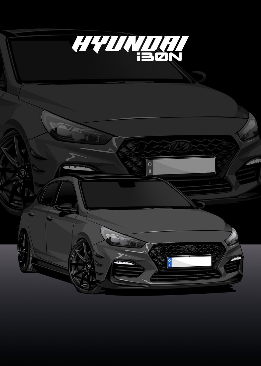 'hyundai i30 n grey' Poster, picture, metal print, paint by capture art ...