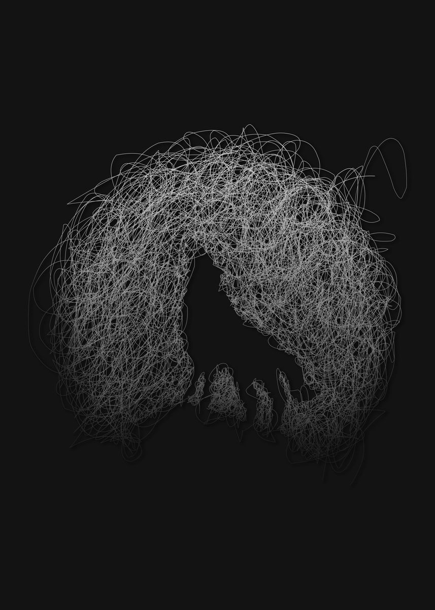 'Wolf Scribble art' Poster, picture, metal print, paint by Denis Siggers | Displate