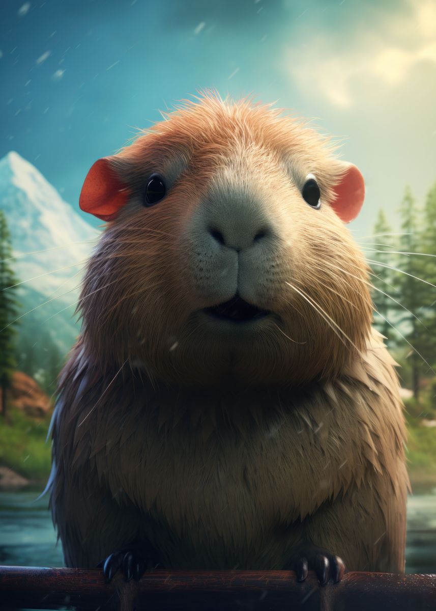 'Cute Capybara Adventures' Poster, picture, metal print, paint by ...