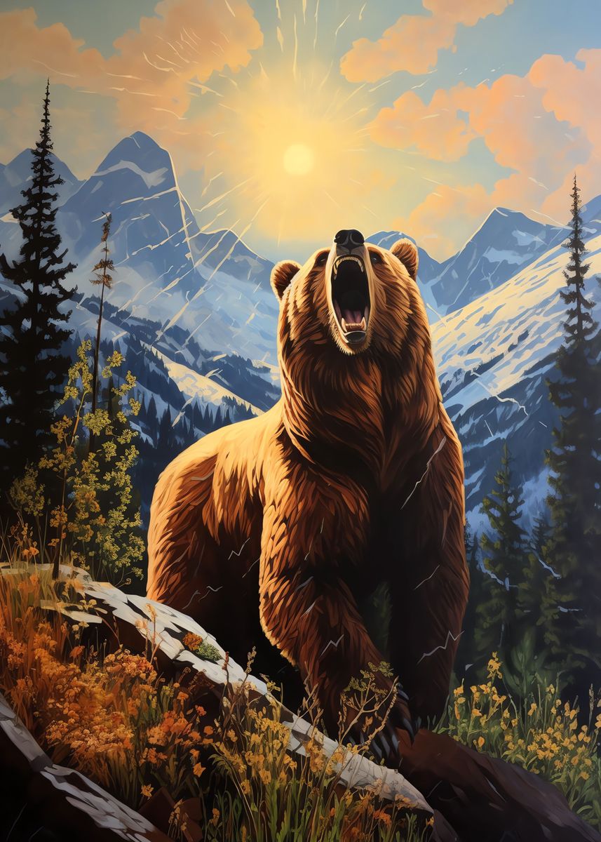 'Natural Wild Bear' Poster, picture, metal print, paint by Cyberpunk ...