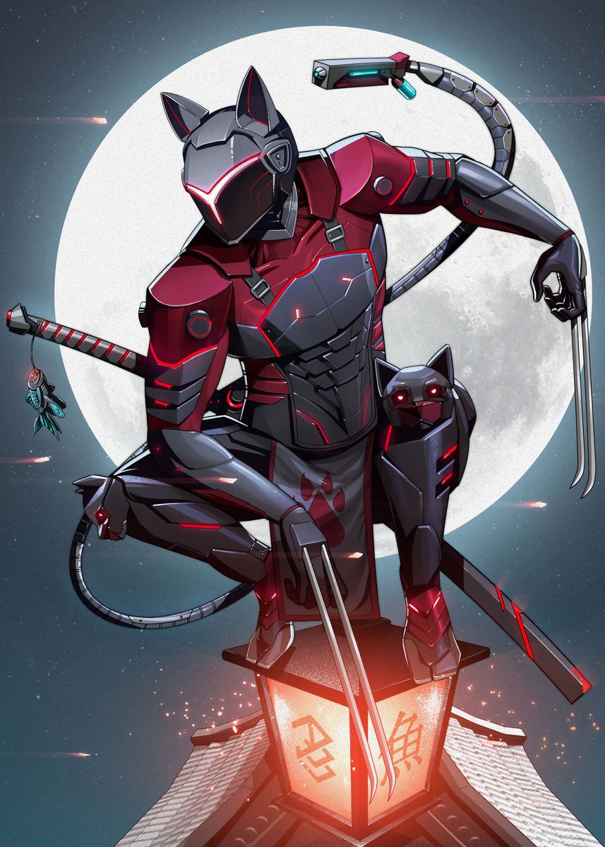 'Cyber Cat' Poster, picture, metal print, paint by Jeffrey Mongcog ...