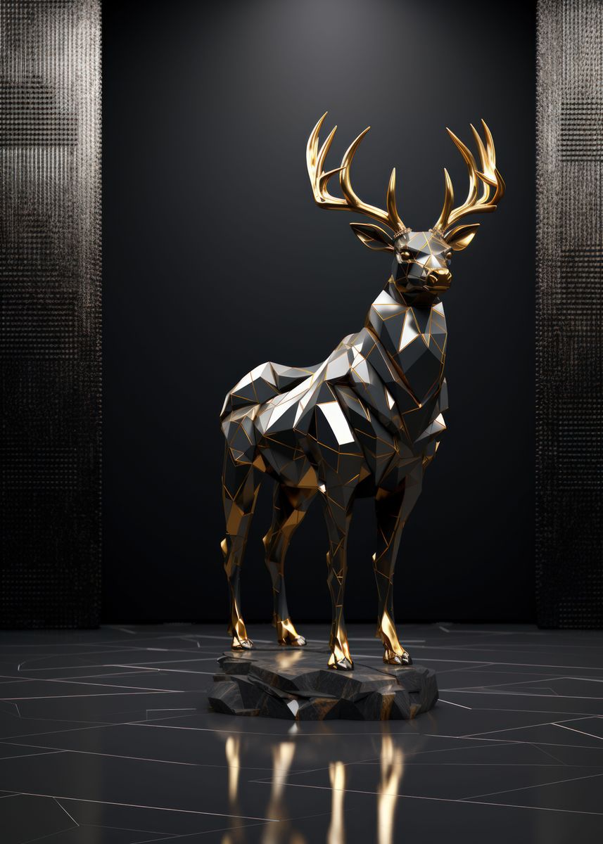 'Marble statue of a deer' Poster, picture, metal print, paint by Martin ...