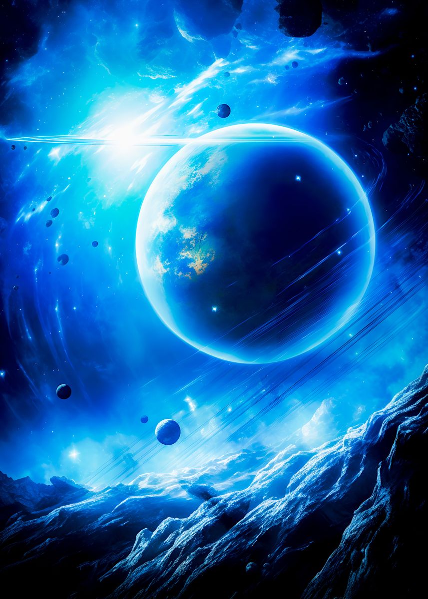 'Space Planet Neon' Poster by Eric Waldvogel | Displate