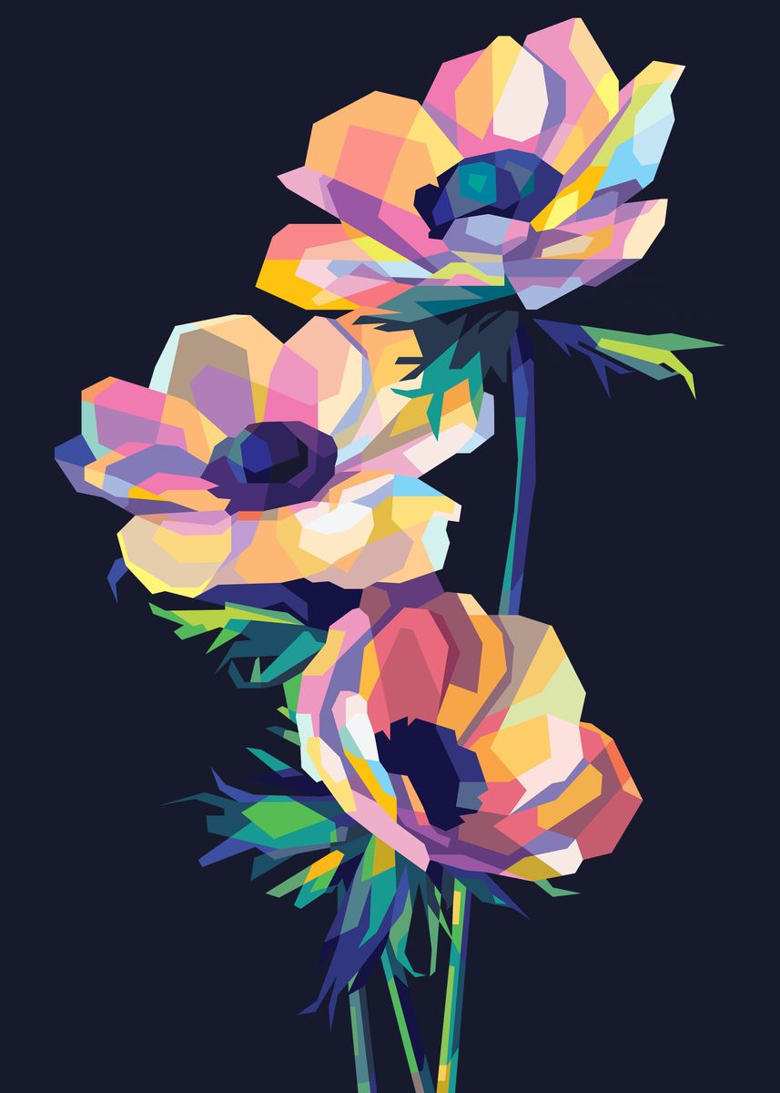 'three flowers' Poster, picture, metal print, paint by ISA TERESA ...