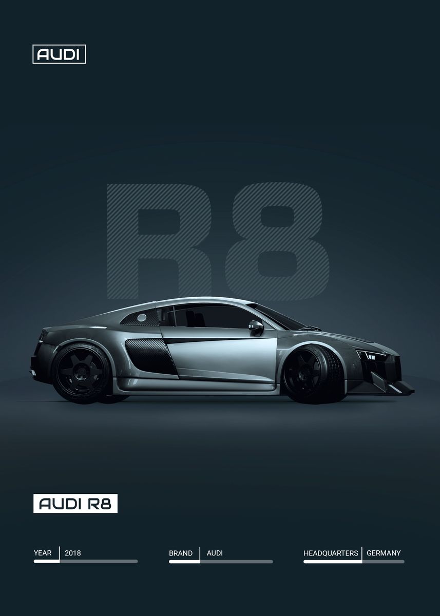 'Audi R8 2018' Poster, picture, metal print, paint by Basues | Displate