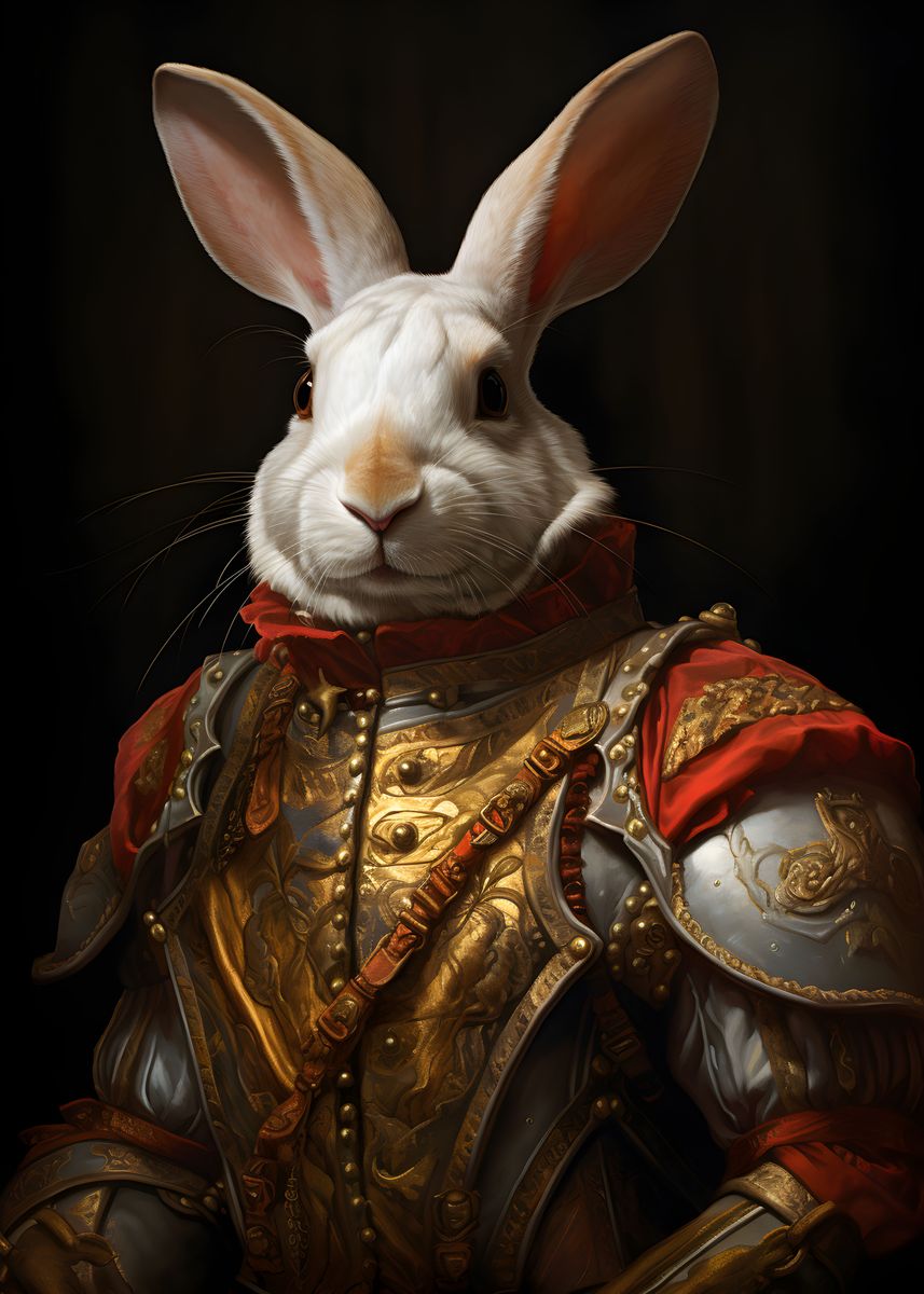 'Rabbit Knight' Poster, picture, metal print, paint by Makadur | Displate
