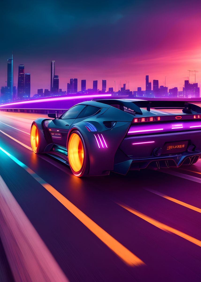 'Synth Wave Car' Poster, picture, metal print, paint by Julianvesss ...