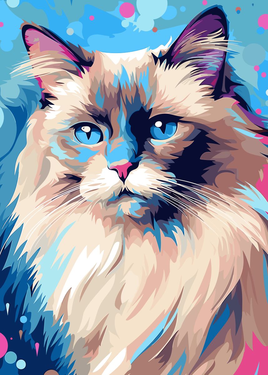 'Cat WPAP Pop Art' Poster, picture, metal print, paint by Ray Mason ...