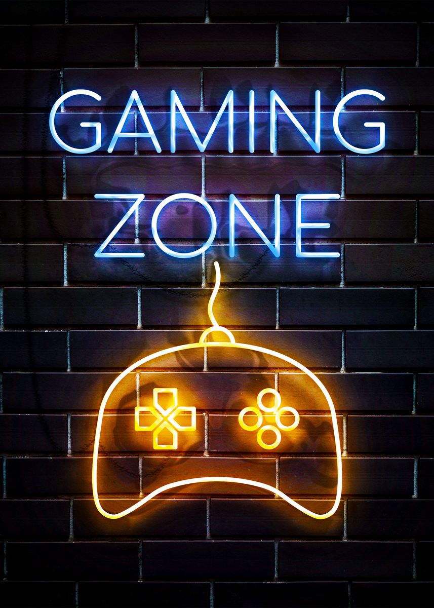 'Gaming Zone Neon Sign' Poster, picture, metal print, paint by Rubina ...