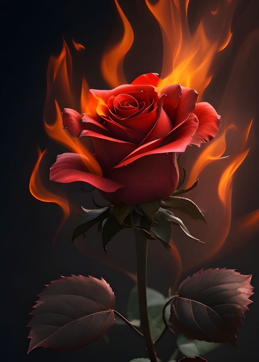 'Burning Rose' Poster, picture, metal print, paint by Julianvesss ...