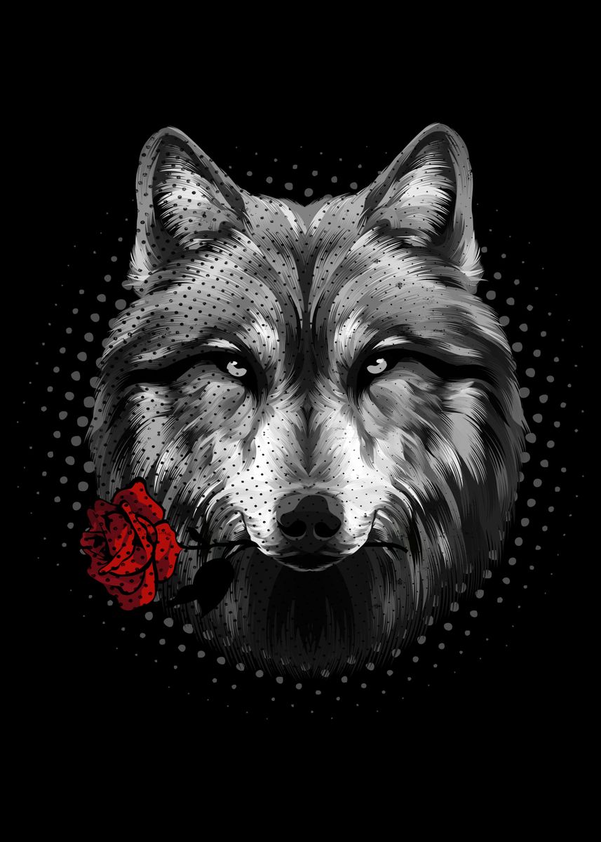 'Fox and Rose' Poster, picture, metal print, paint by Dika Sujud | Displate