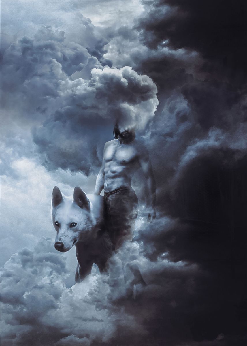 'Zeus with a wolf' Poster, picture, metal print, paint by YOHA | Displate