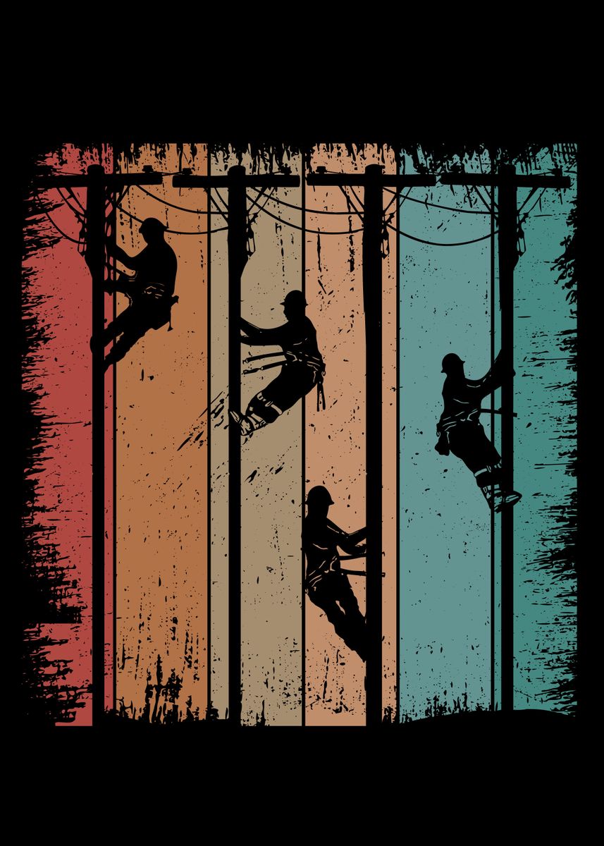 'Vintage Lineman Father' Poster, picture, metal print, paint by ...