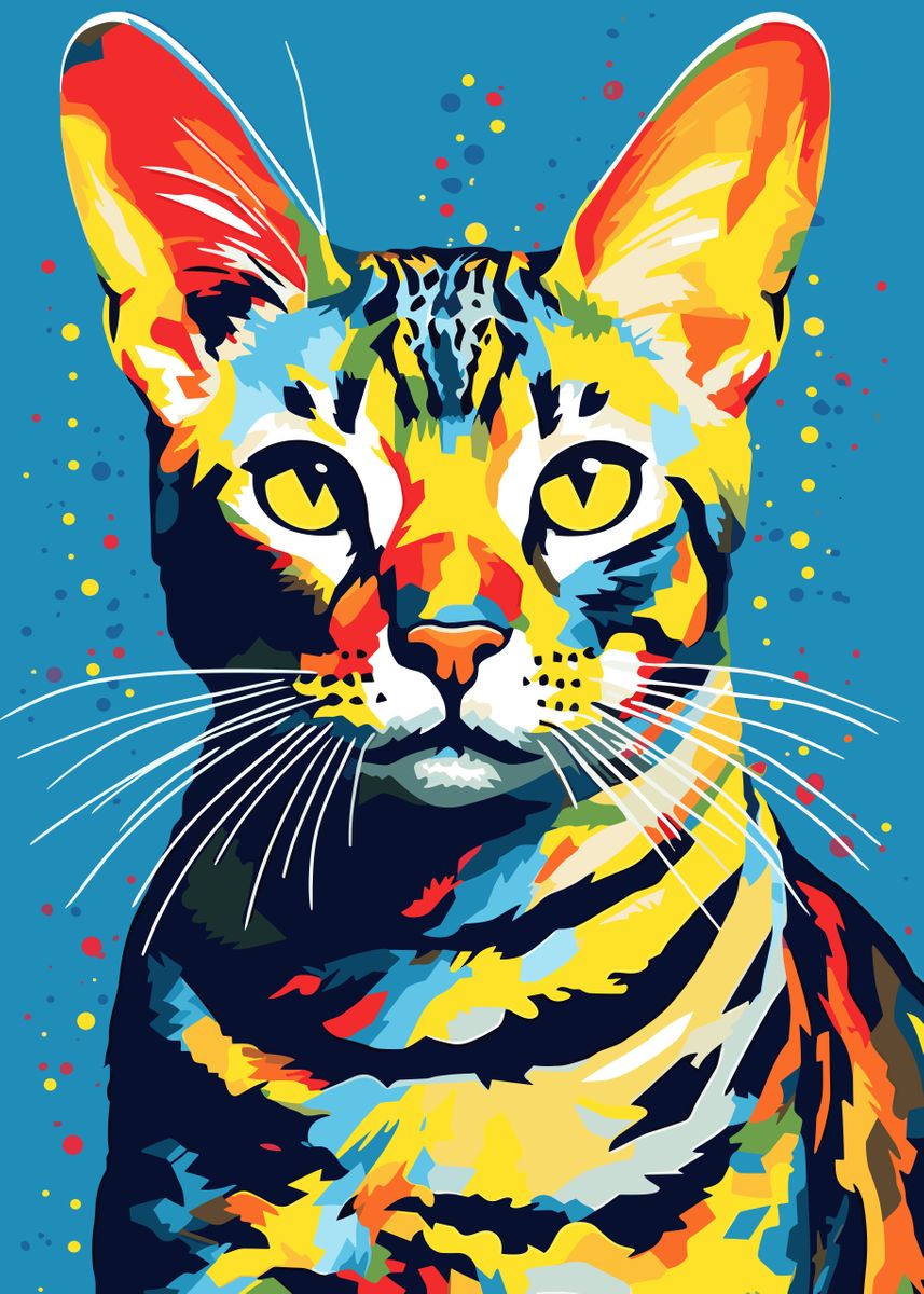'Cat WPAP Pop Art' Poster, picture, metal print, paint by Ray Mason ...