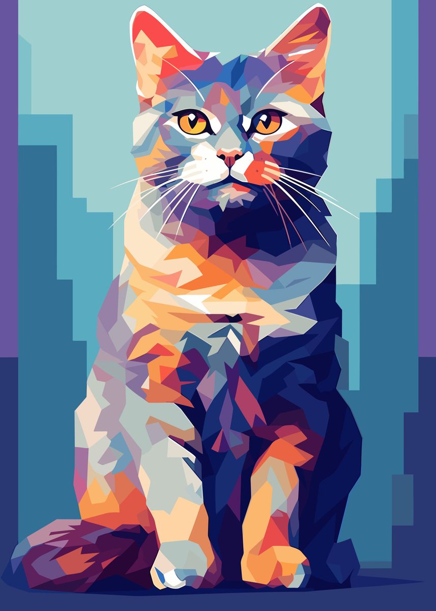'Cat WPAP Pop Art' Poster, picture, metal print, paint by Ray Mason ...