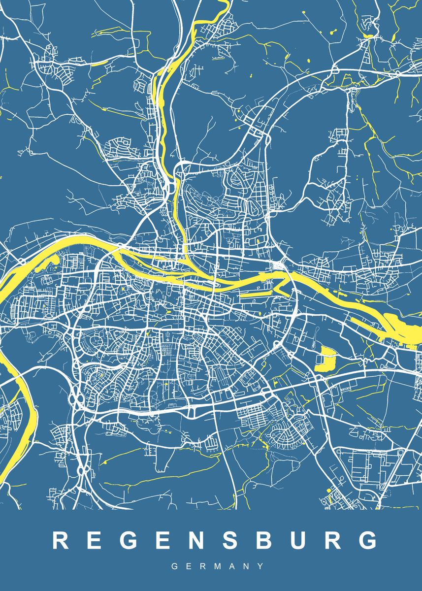 'MAP REGENSBURG GERMANY ' Poster by UrbanMaps | Displate
