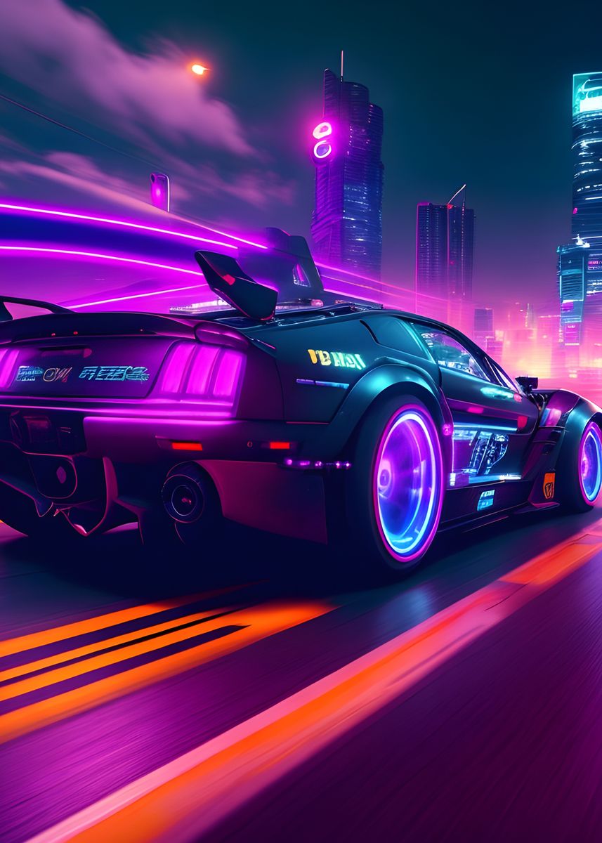 'Synth Wave Car' Poster by Julianvesss | Displate