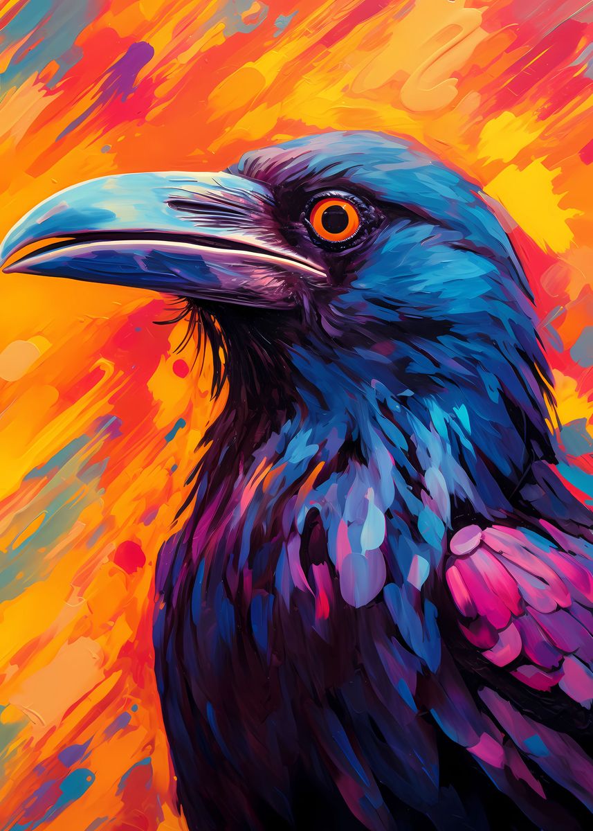 'Crow Colorful Raven' Poster, picture, metal print, paint by AnHa ...