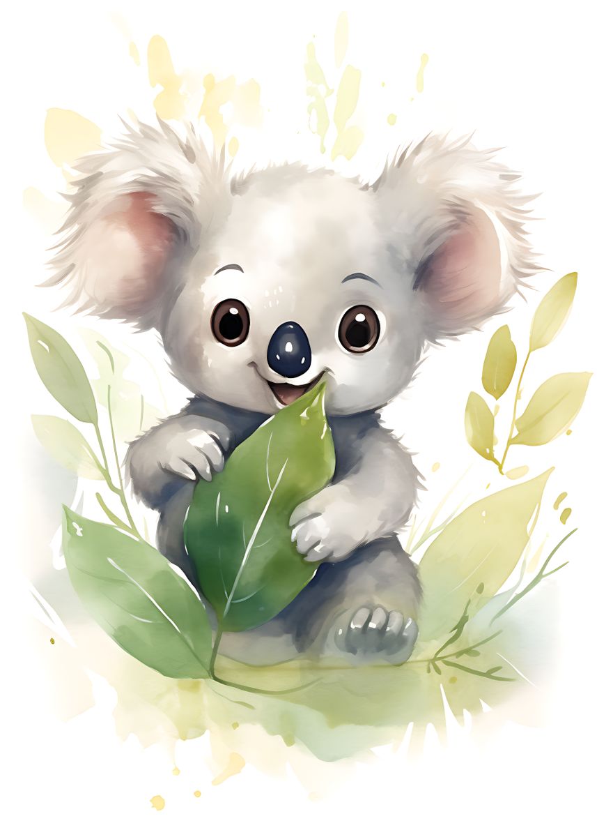 'Cute Watercolor Koala' Poster, picture, metal print, paint by Dennex ...