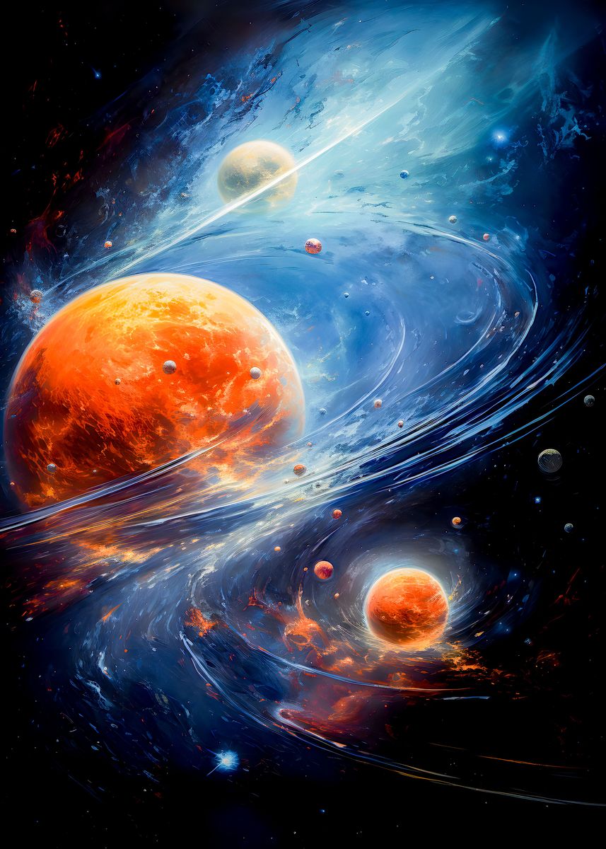 'Space Planet Abyss neon' Poster, picture, metal print, paint by Eric ...