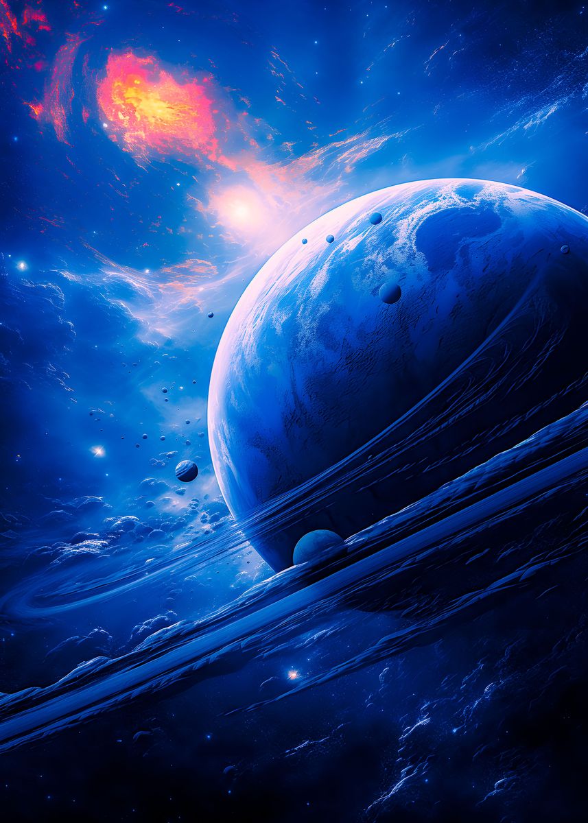 'Space Planet Abyss neon' Poster, picture, metal print, paint by Eric ...