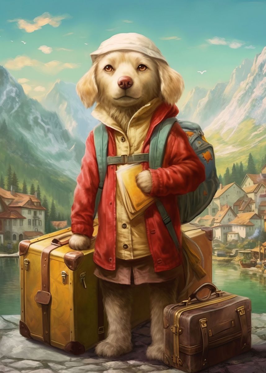 'Travel Guide Dog' Poster, picture, metal print, paint by Frank ...