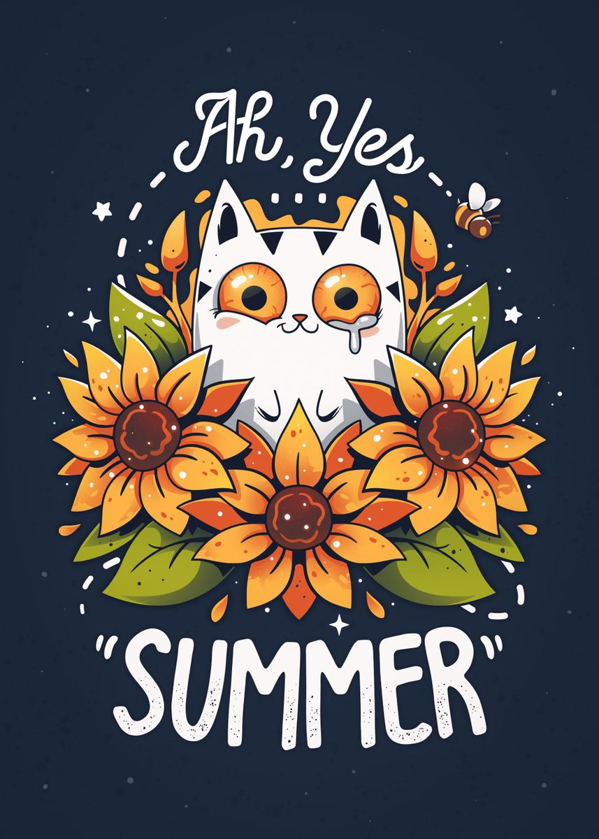 'Summer Kitten Sniffles' Poster, picture, metal print, paint by ...