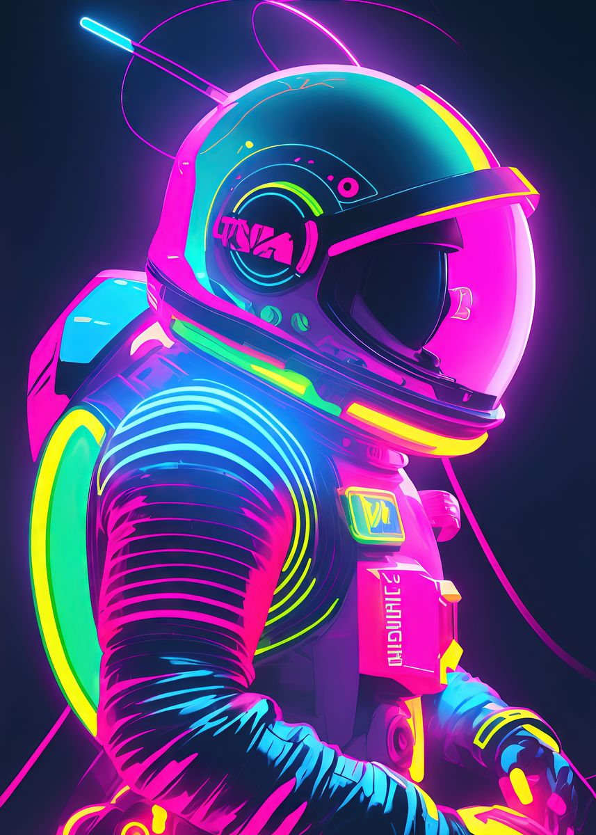 'Futuristic Neon Pioneer' Poster by Roberto Gonzalez | Displate