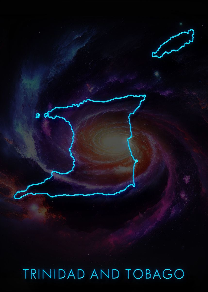 'Trinidad and Tobago Map' Poster, picture, metal print, paint by ...