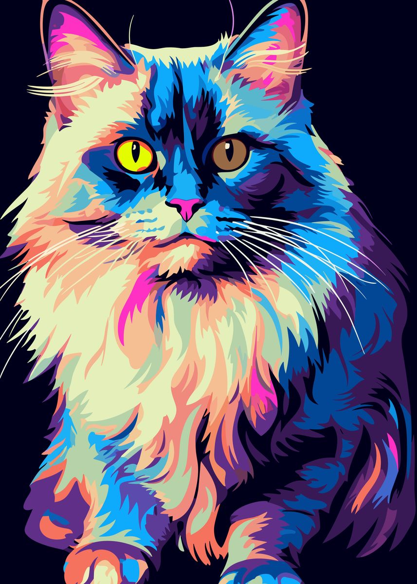 'Cat WPAP Pop Art' Poster by Revan Maulana | Displate