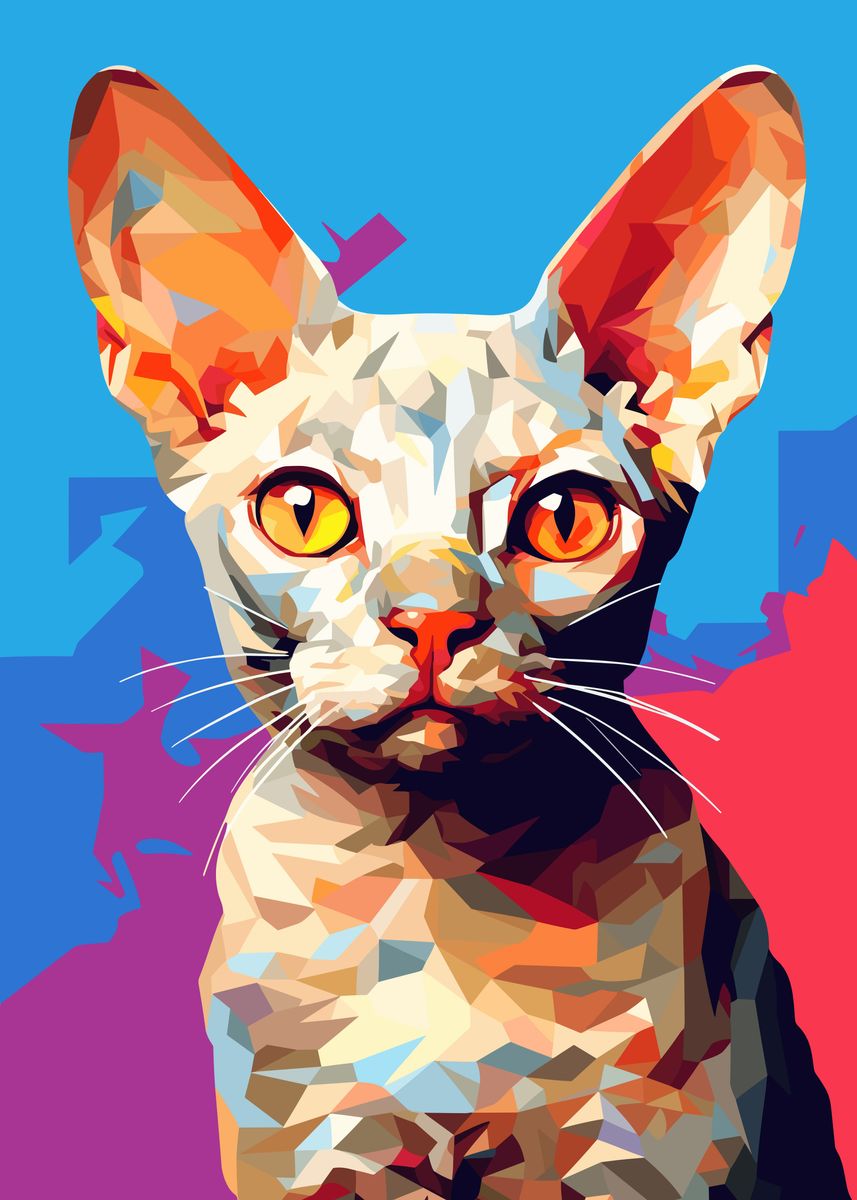 'Cat WPAP Pop Art' Poster, picture, metal print, paint by Ray Mason ...