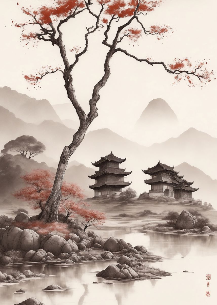 'Ink Panorama' Poster, picture, metal print, paint by Ady Nue | Displate