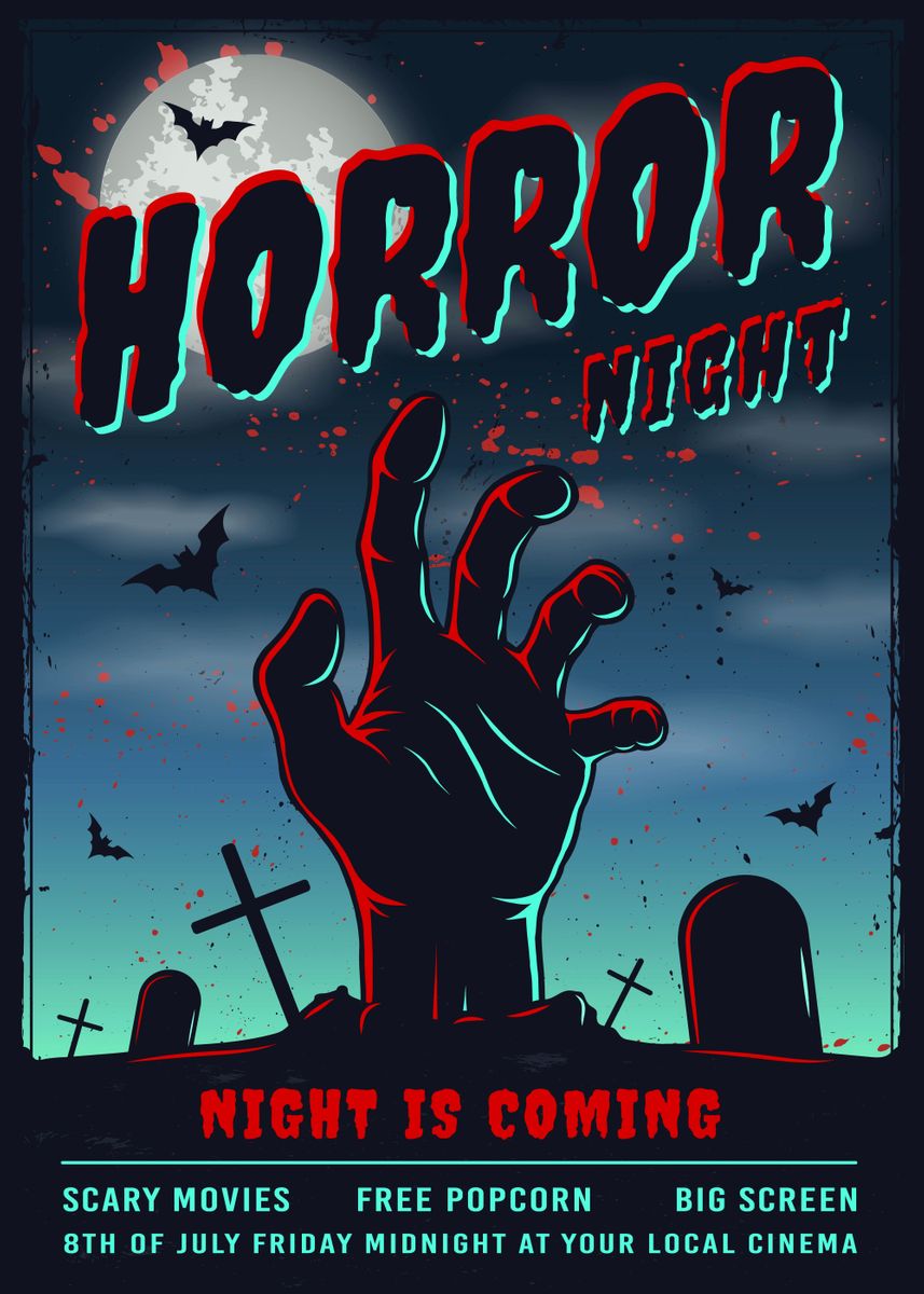 'Horror Night Vintage' Poster, picture, metal print, paint by Lelah ...