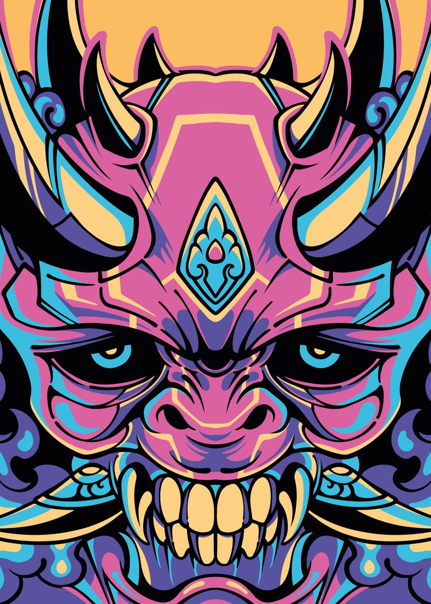 'Purple Oni' Poster, picture, metal print, paint by Demonigote Shirts ...