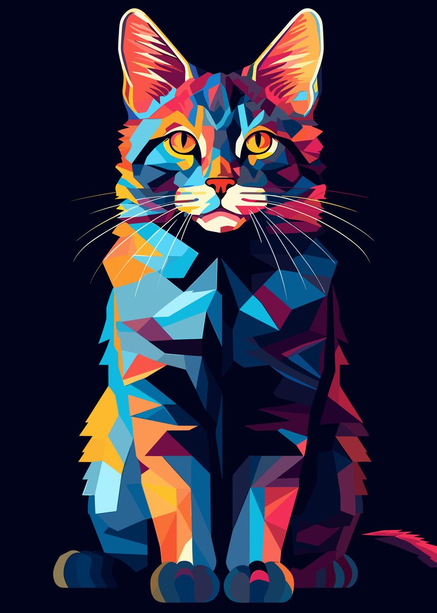 'Cat WPAP Pop Art' Poster, picture, metal print, paint by Ray Mason ...