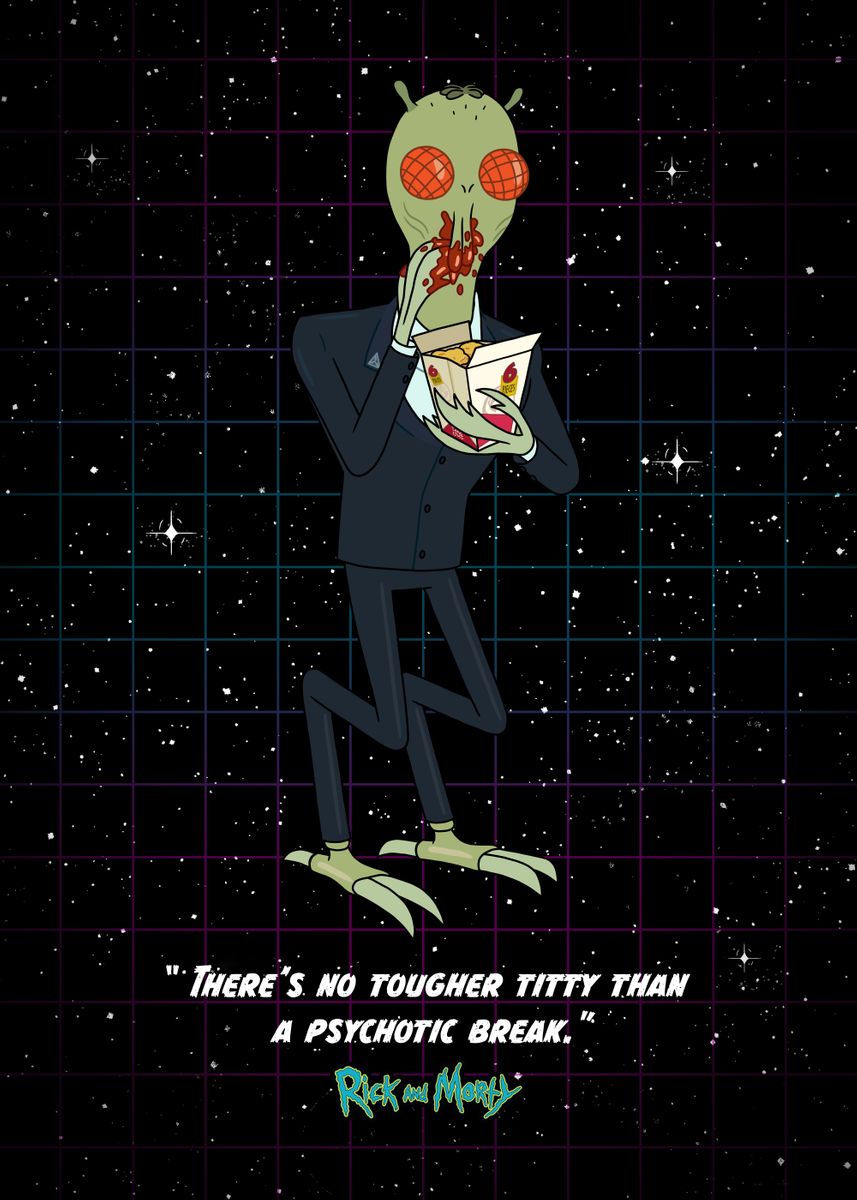 'Psychotic Break' Poster, picture, metal print, paint by Rick and Morty ...