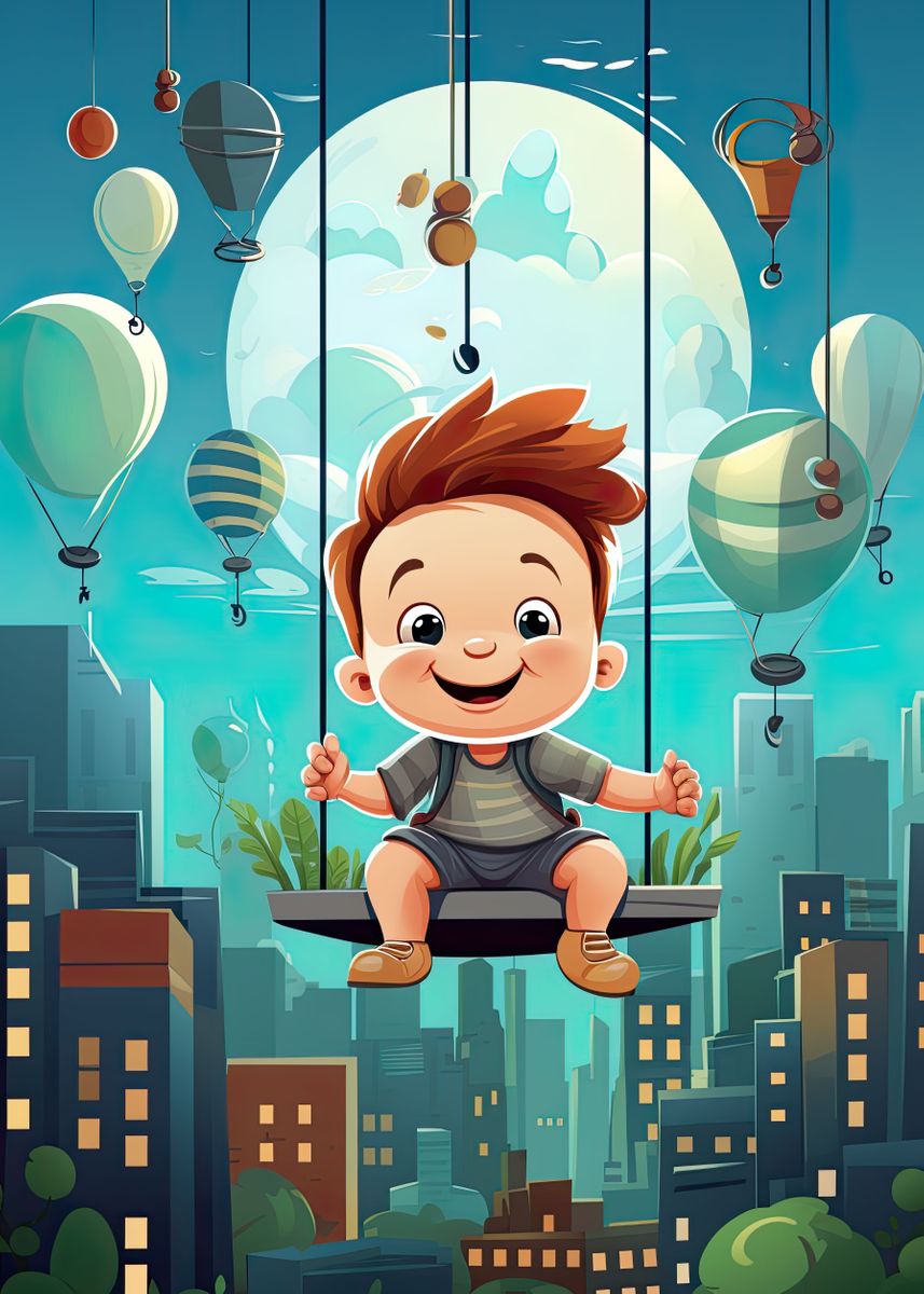 'Cute Funny Baby' Poster, picture, metal print, paint by Janaka ...