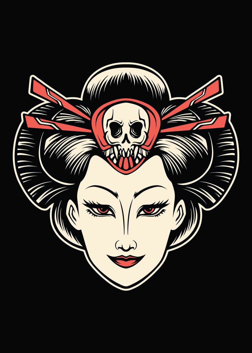 'Death Geisha' Poster, picture, metal print, paint by Demonigote Shirts ...