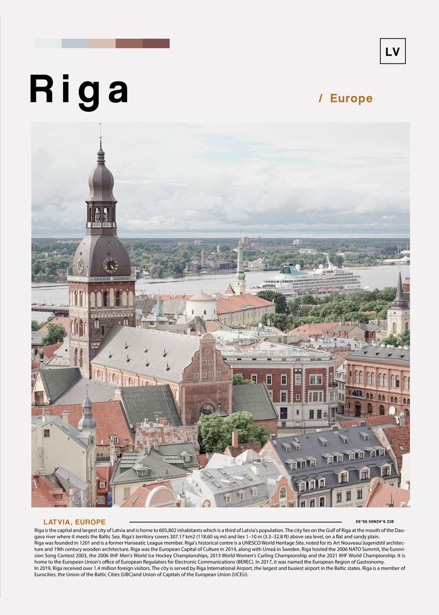 'Riga Poster Landscape' Poster, picture, metal print, paint by Cristina ...