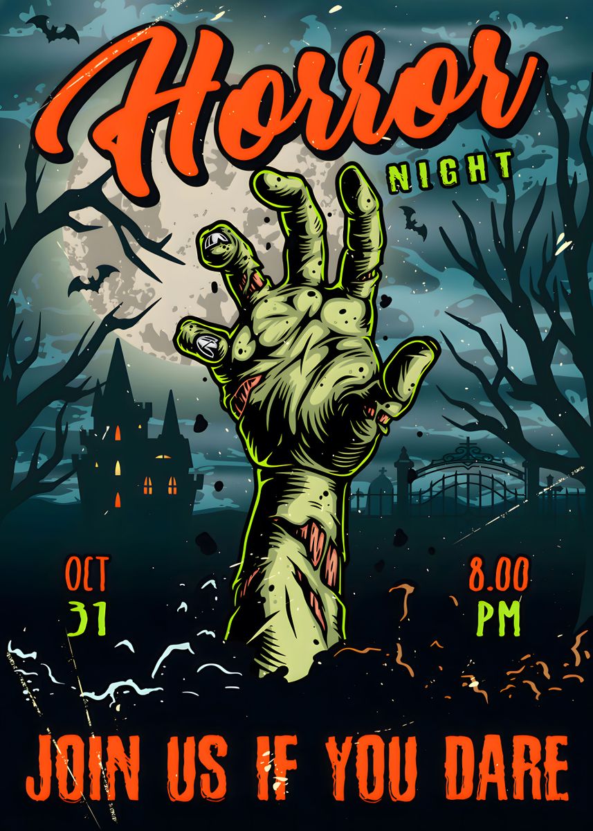 'Horror Night Vintage' Poster, picture, metal print, paint by Lelah ...