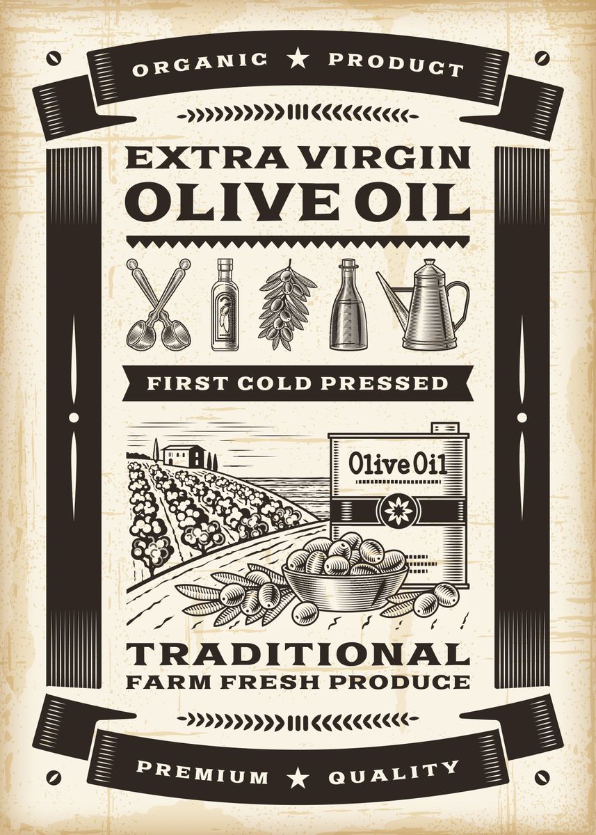 'Kitchen Poster Olive Oil' Poster by Don Mario | Displate