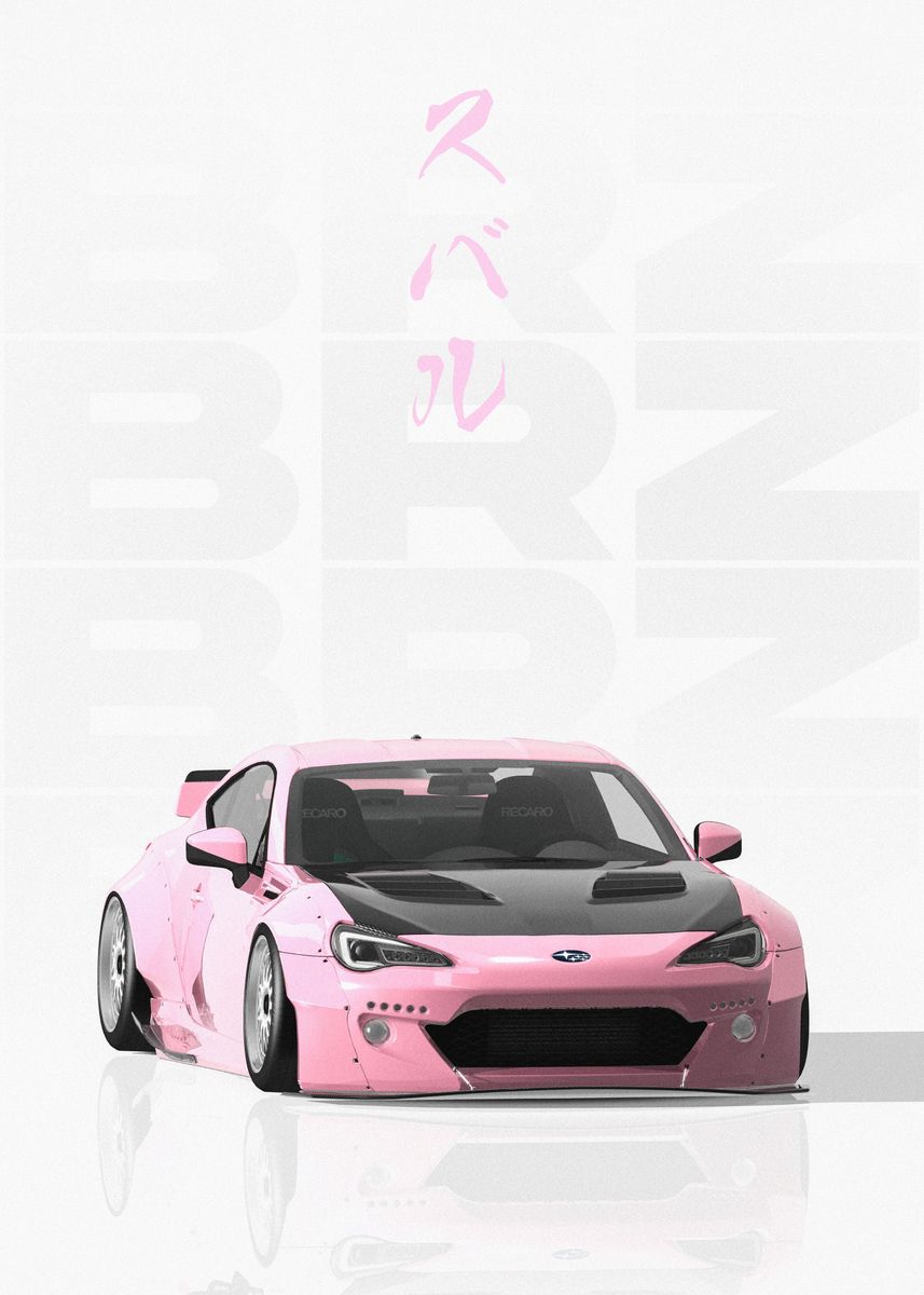 'Pink Subaru BRZ Japanese' Poster, picture, metal print, paint by ...
