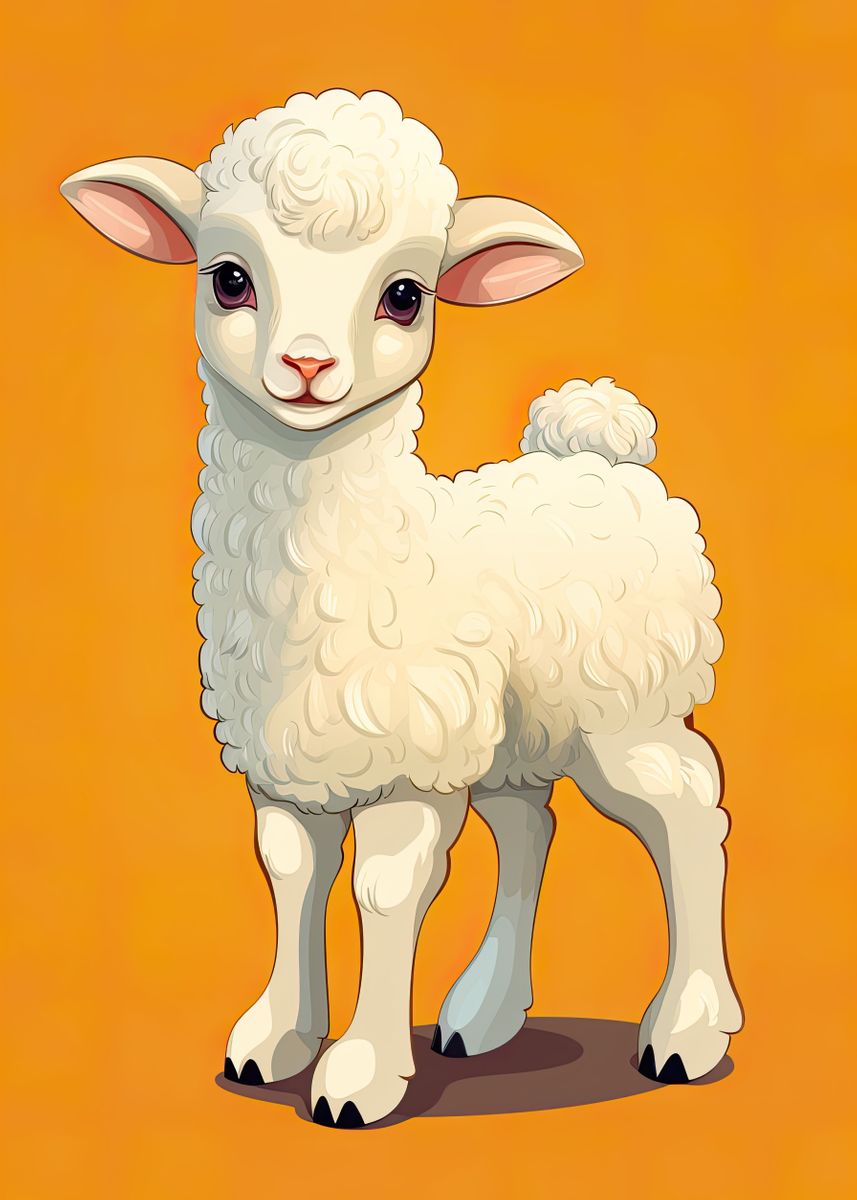 'Cute Funny Sheep ' Poster, picture, metal print, paint by Janaka ...
