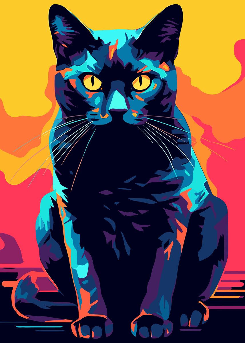 'Cat WPAP Pop Art' Poster, picture, metal print, paint by Ray Mason ...