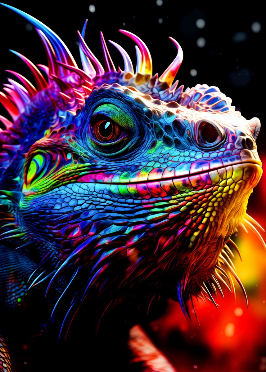 'Colorful Iguana' Poster, picture, metal print, paint by Andie Liper ...