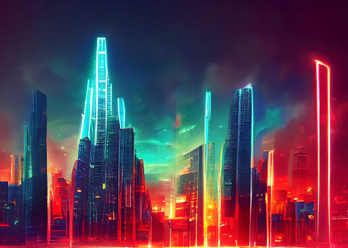 'cyberpunk city' Poster by 80s Retro | Displate