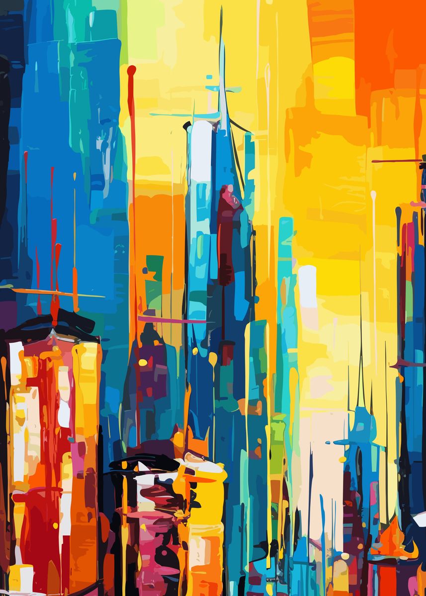 'Cityscape Abstract Art' Poster, picture, metal print, paint by Art ...
