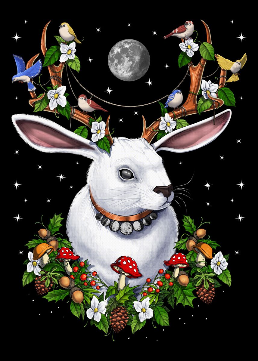 'Jackalope Rabbit' Poster, picture, metal print, paint by Psychonautica ...