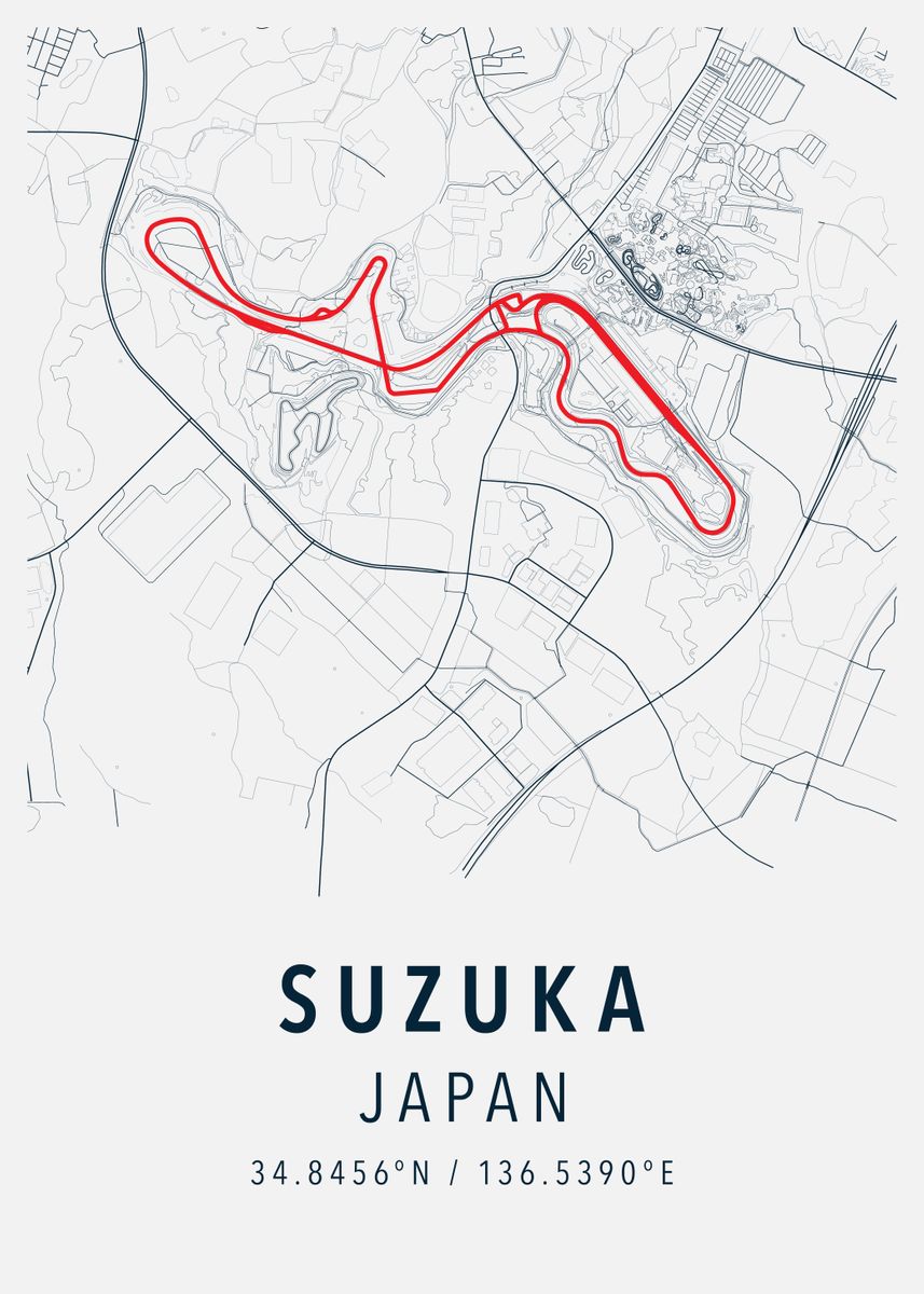 'suzuka simple map' Poster by Denise Zendejas | Displate