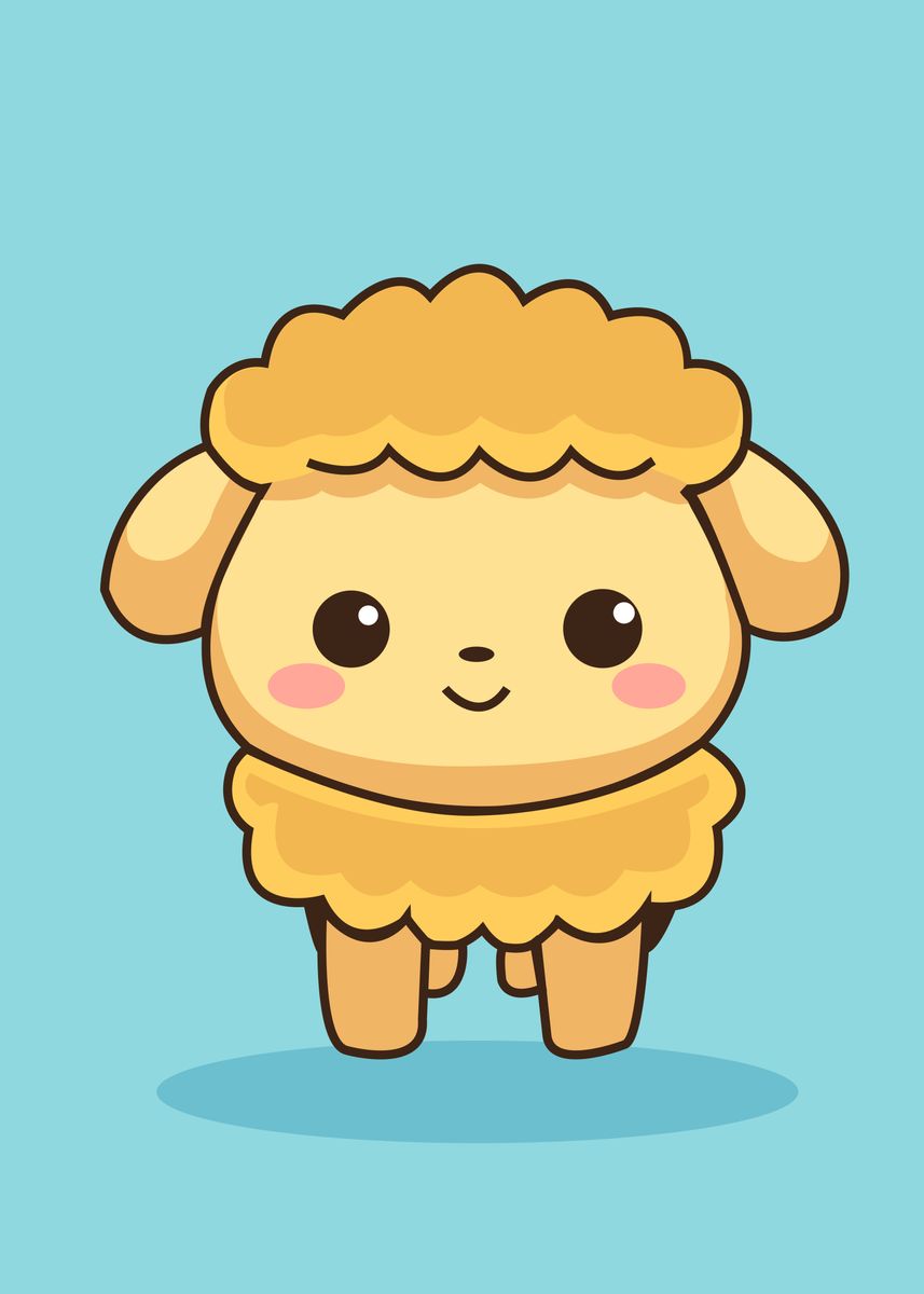 'sheep cute animal' Poster, picture, metal print, paint by Anime Manga ...